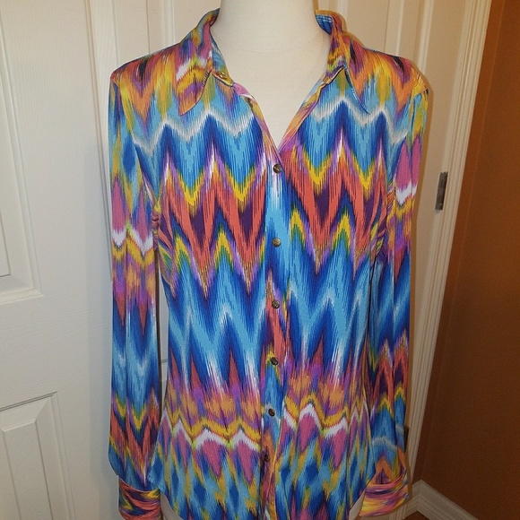 BCBGMaxAzria | Tops | Bcbg Womens Multi Color Blouse L | Poshmark